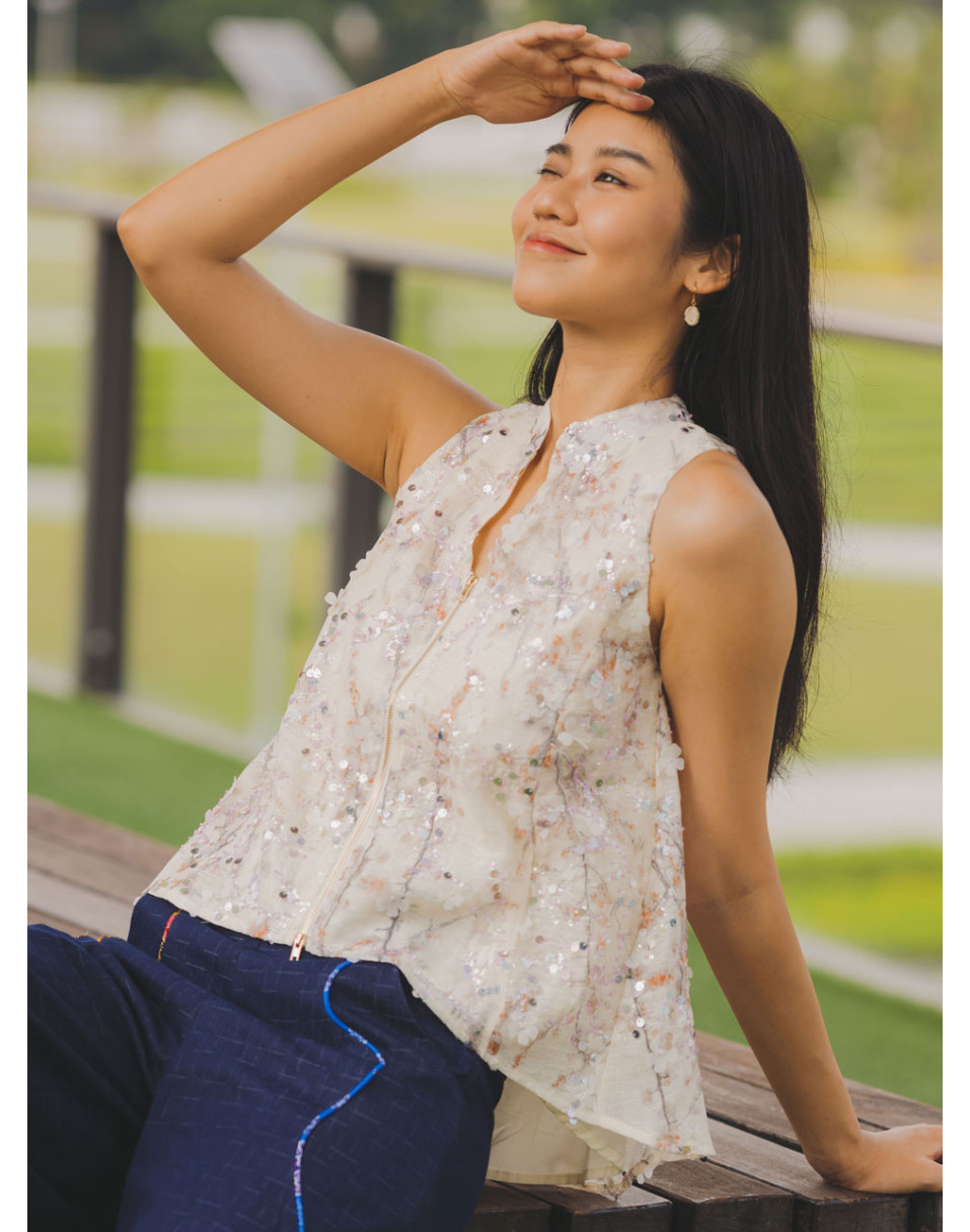 Estrella Beaded Trapeze Top