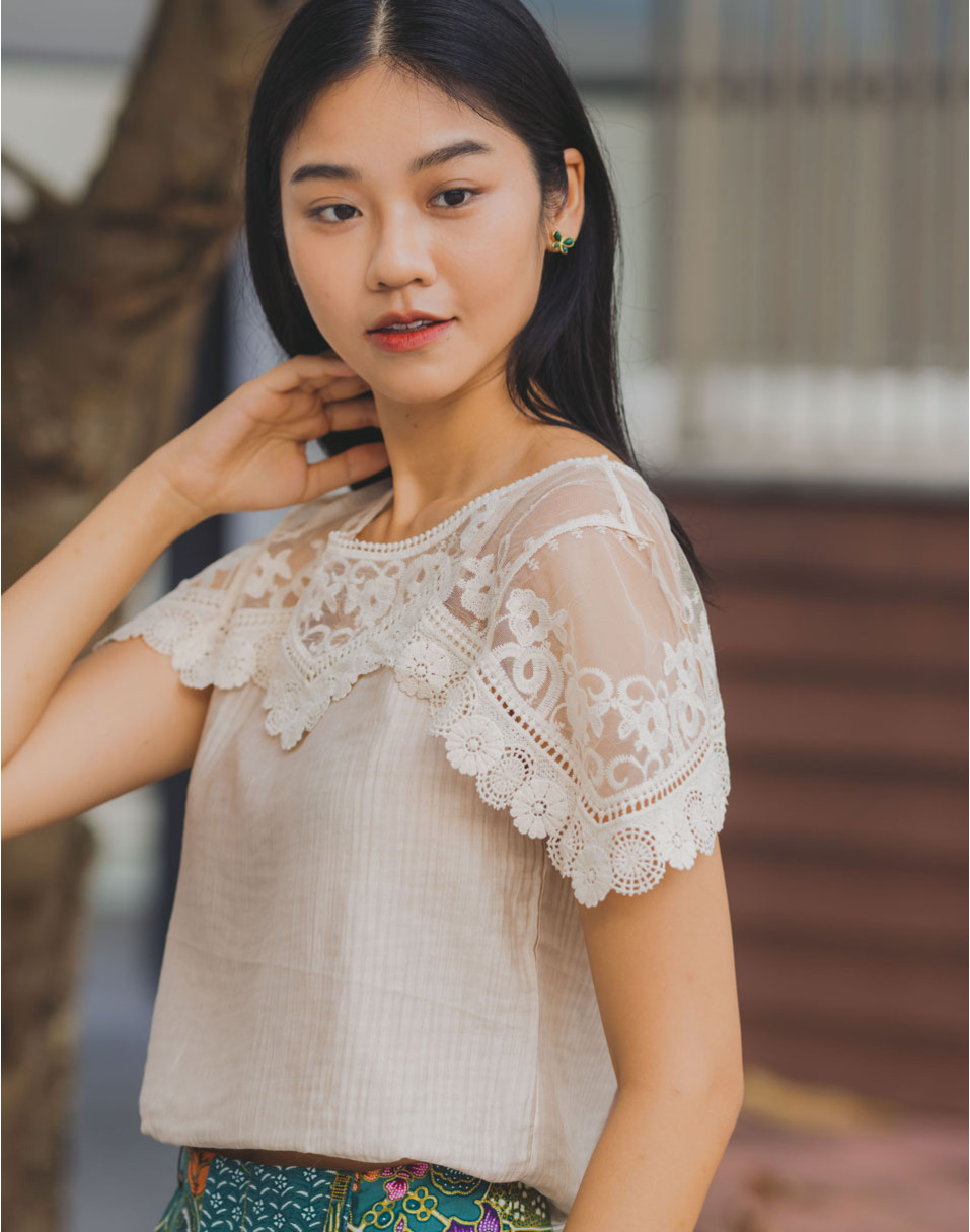 Tierra Lace Neckline Blouse